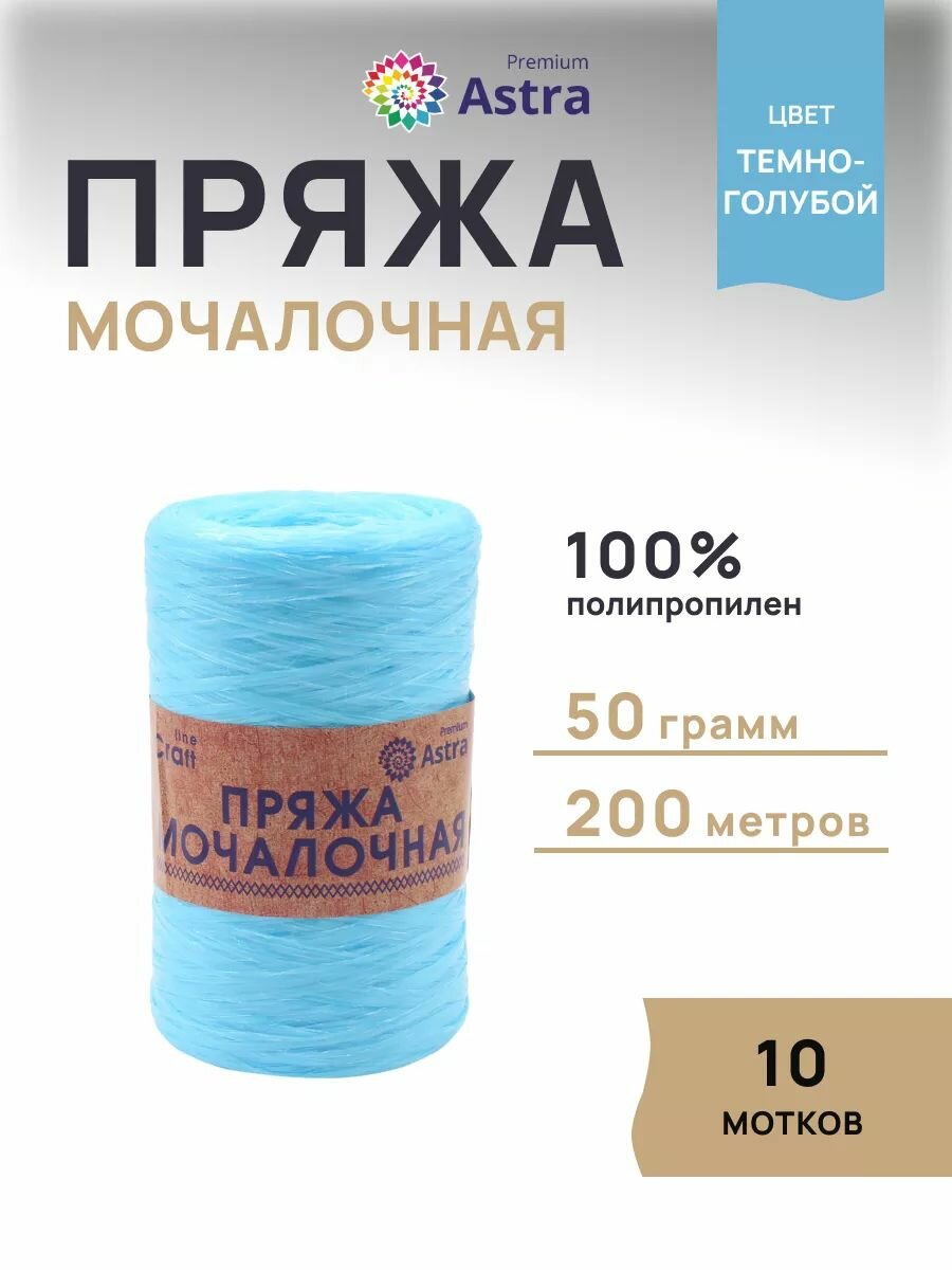 Пряжа для вязания Astra Premium 'Мочалочная' 50г, 200м (100% полипропилен) (темно-голубой), 10 мотков