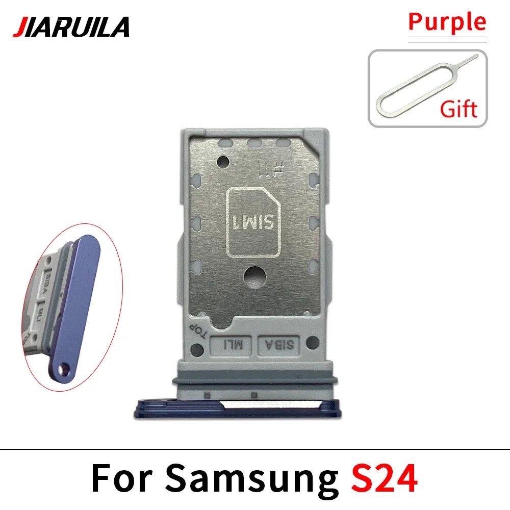 Новый лоток для SIM-карты с двумя картами, слот для чипа, держатель гнезда, запасная часть для Samsung S24 Plus S24 Ultra S23 Fe S24 S24 Purple