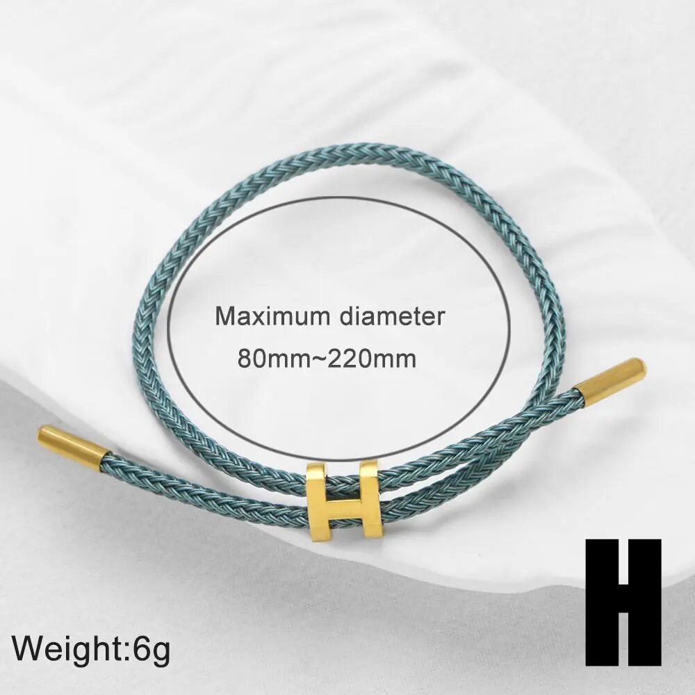 Браслет плетеной нити H Blue Gray, 80-220 мм