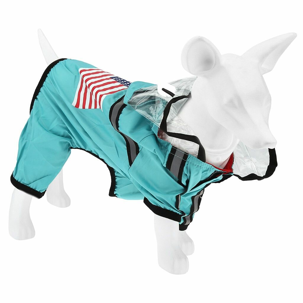 Комбинезон для собаки Pet Toys "The Dog Face", прозрачный капюшон, липучка, М, длина 29 см, обхват груди 48 см, шеи 34 см