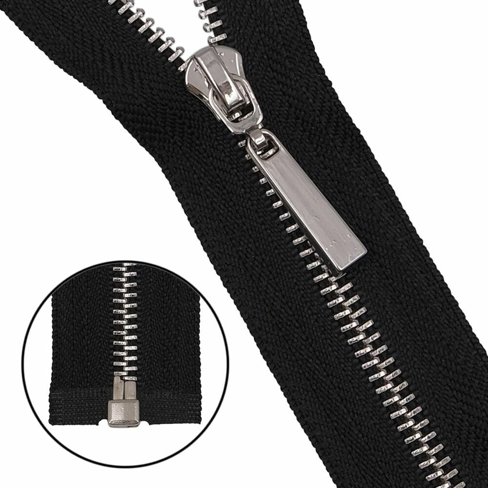 Молния айрис металл-никель, разъемная 70 см 580 черный, 5 шт