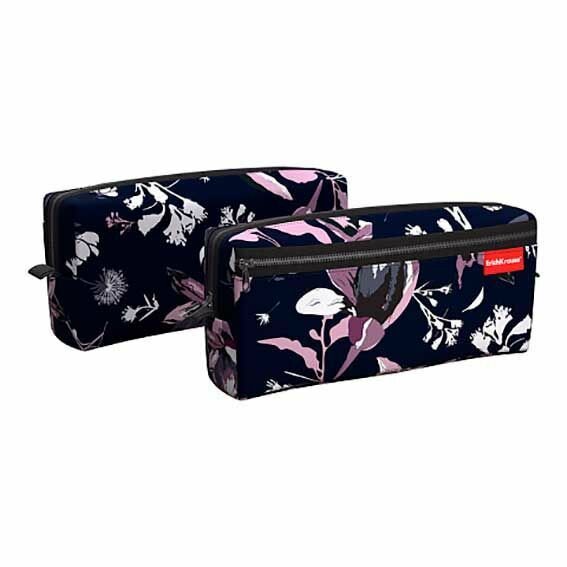 Пенал-косметичка Erich Krause 210х100х50, "Bloom" синий, 2 отделения (52262)