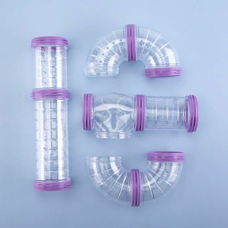 Тоннель для грызунов пластиковый прозрачный 8 элементов, лабиринт для хомяка, тоннель для грызунов