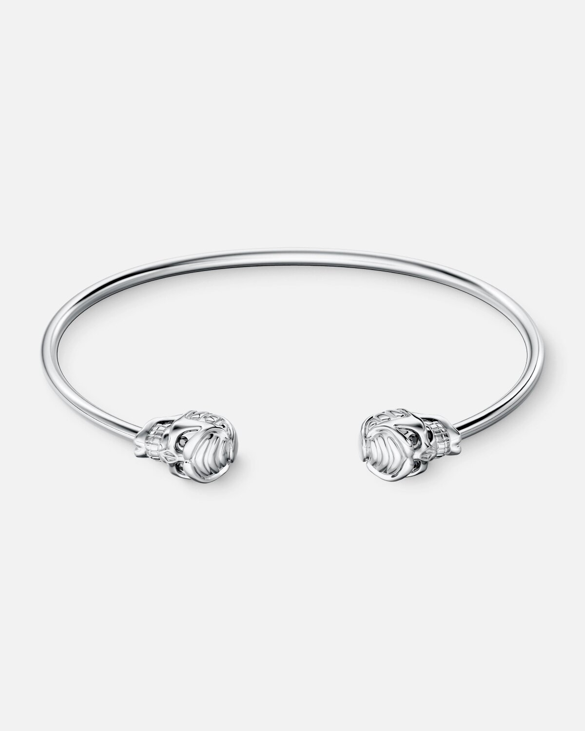 Жесткий браслет, серебро, 925 проба, родирование, фианит