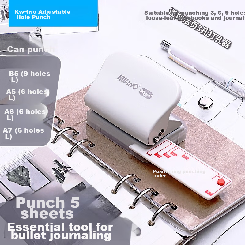 Kedeyou 3-Hole Puncher Learning Tool, Postgraduate Exam Loose-Leaf 6-Hole/9-Hole Punching Machine, 3-Hole Paper B5 Hole Puncher