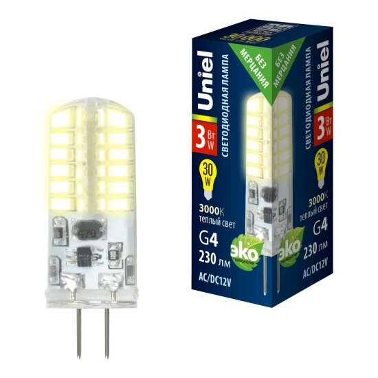 Светодиодная лампа Uniel LED-JC-12/3W/3000K/G4/CL SIZ05TR