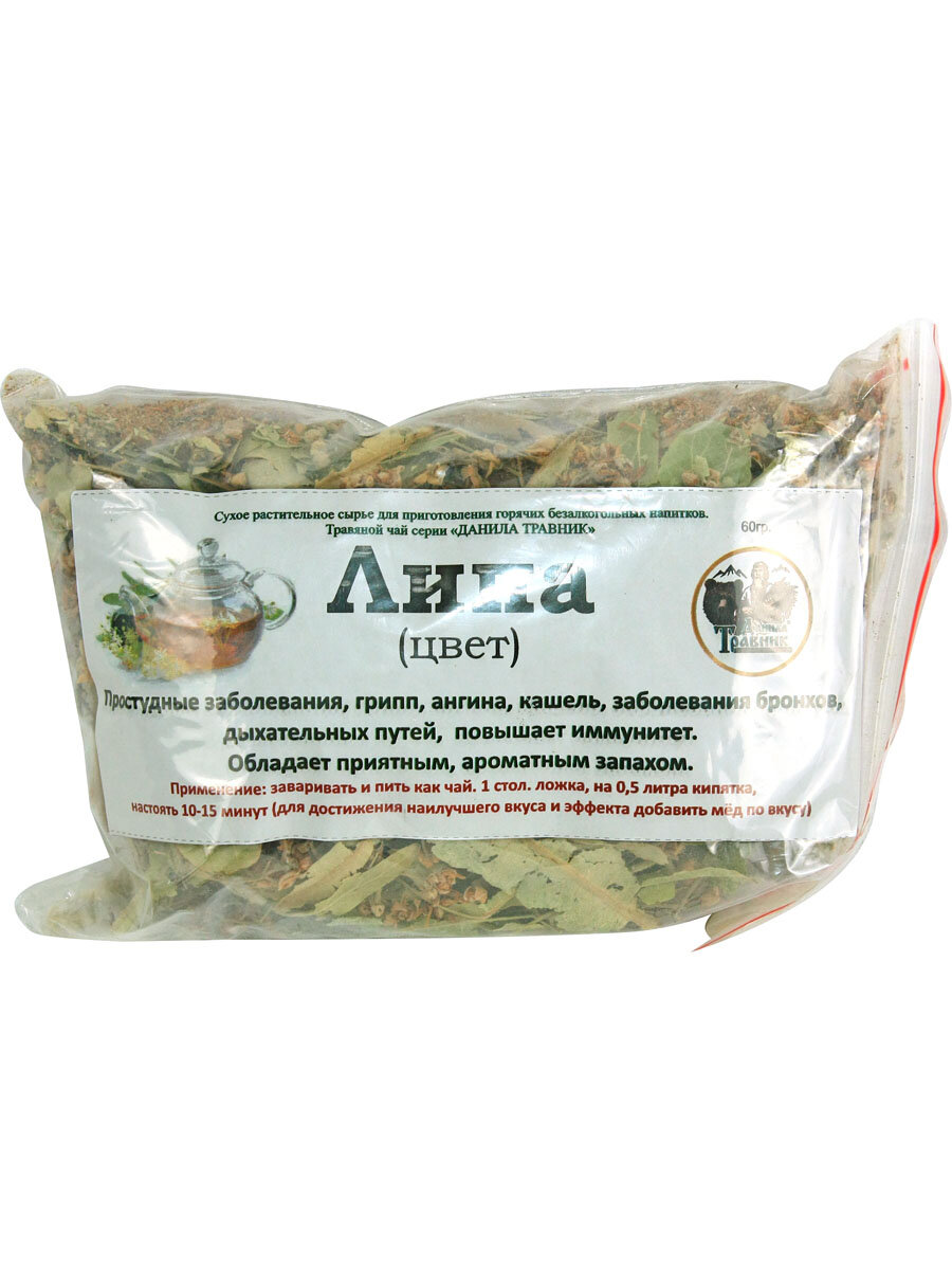 Травяной чай Данила Травник "Липа" (цветы липы), для укрепления иммунитета, 60 г