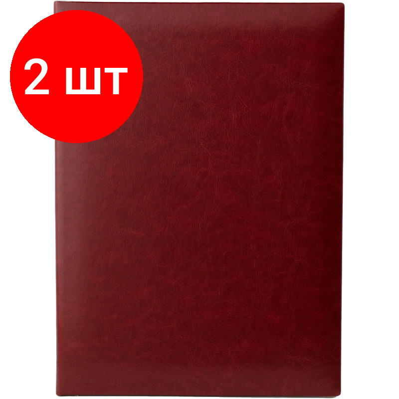 Комплект 2 штук, Папка адресная небраска, бордо, выклейка бархат, А4 (188343)