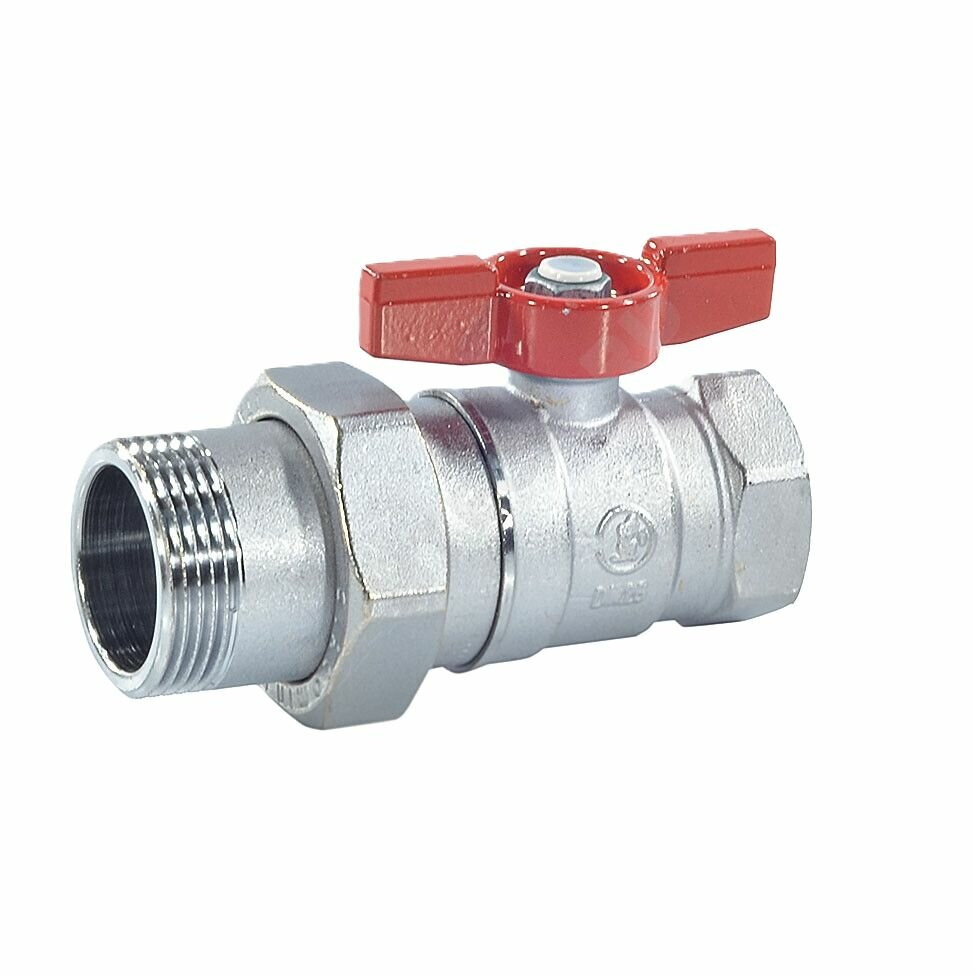 Кран шаровой латунь хром R259D Ду 20х25 Ру35 ВР/"американка" бабочка красная переходн Giacomini R259X006