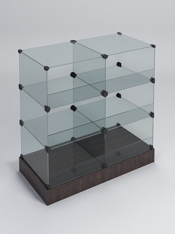 Прилавок "КУБ" №5-КО (без стеклянных дверок, передняя стенка - стекло), Дуб Венге