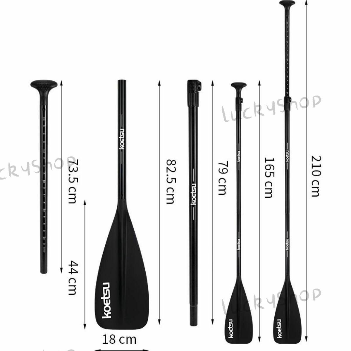 Весло OVERJOY для SUP-доски, алюминий, черно-серое, регулируемая ручка, 210см — фото 1