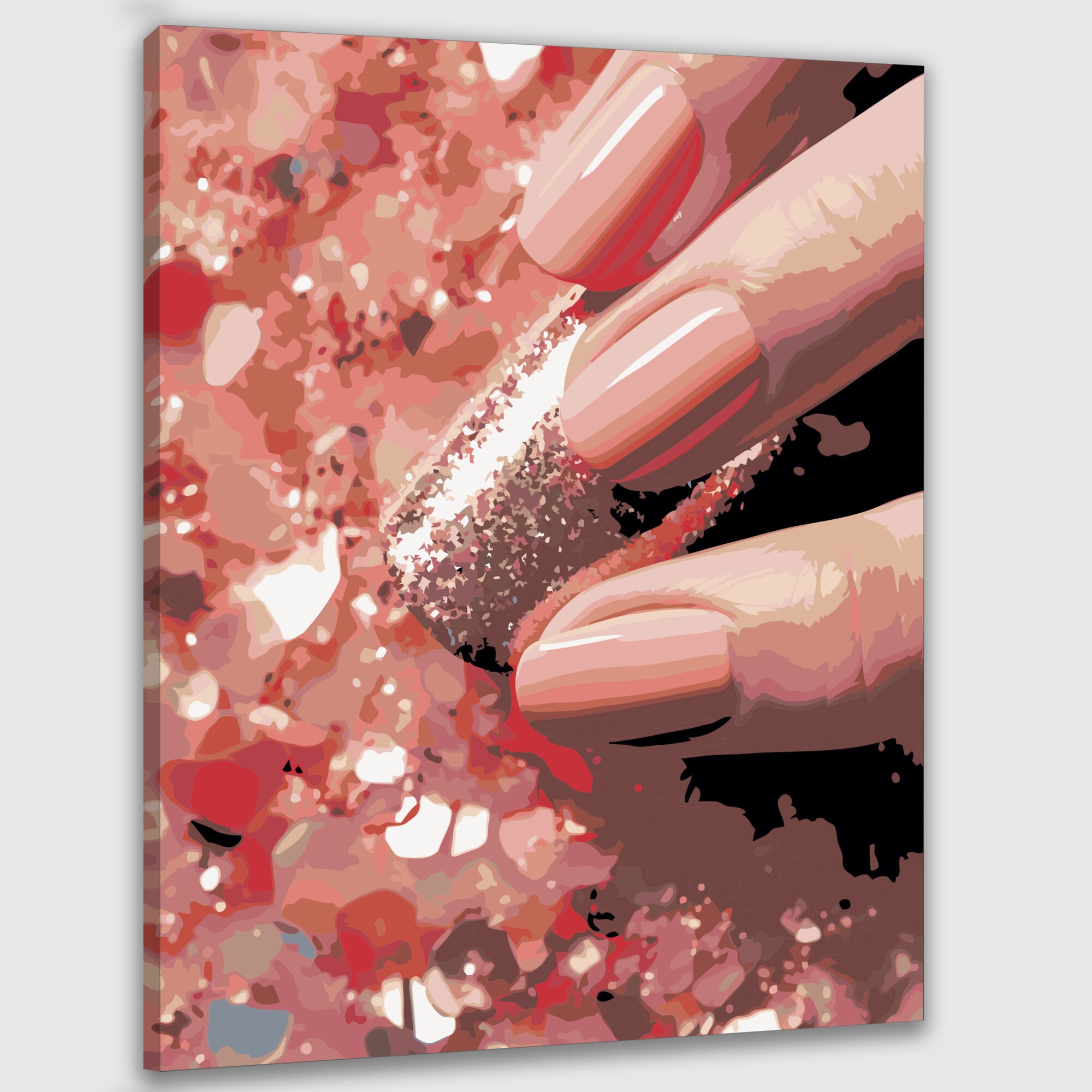 Картина по номерам 40x50 см, маникюр, разрешение, ногти, отполированные, блестящие вставки, драгоценные камни