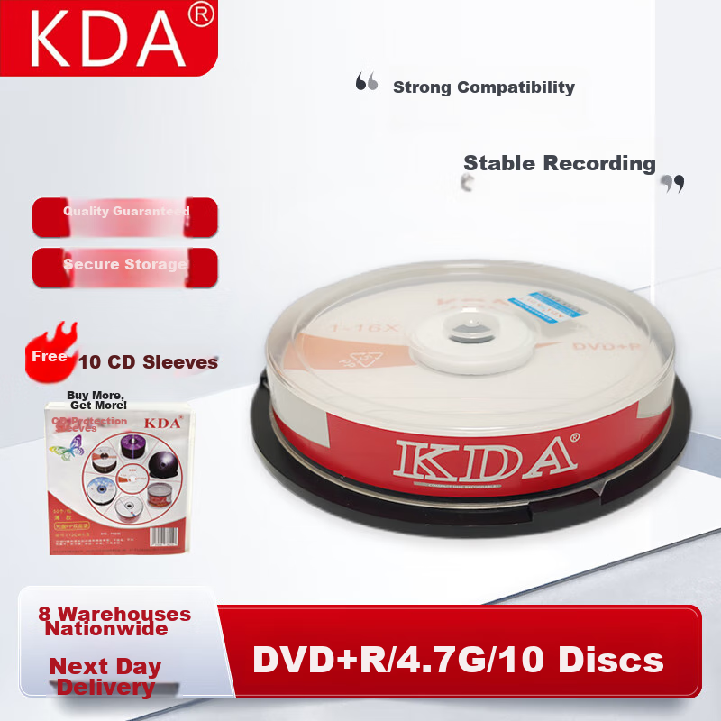 KDA DVD+R Business Office Series 16x 4.7GB Discs/Recordable Discs/Blank Discs/Recordable Discs/CDs, 10 Pieces in A Barrel, DVD Discs, Recordable Discs