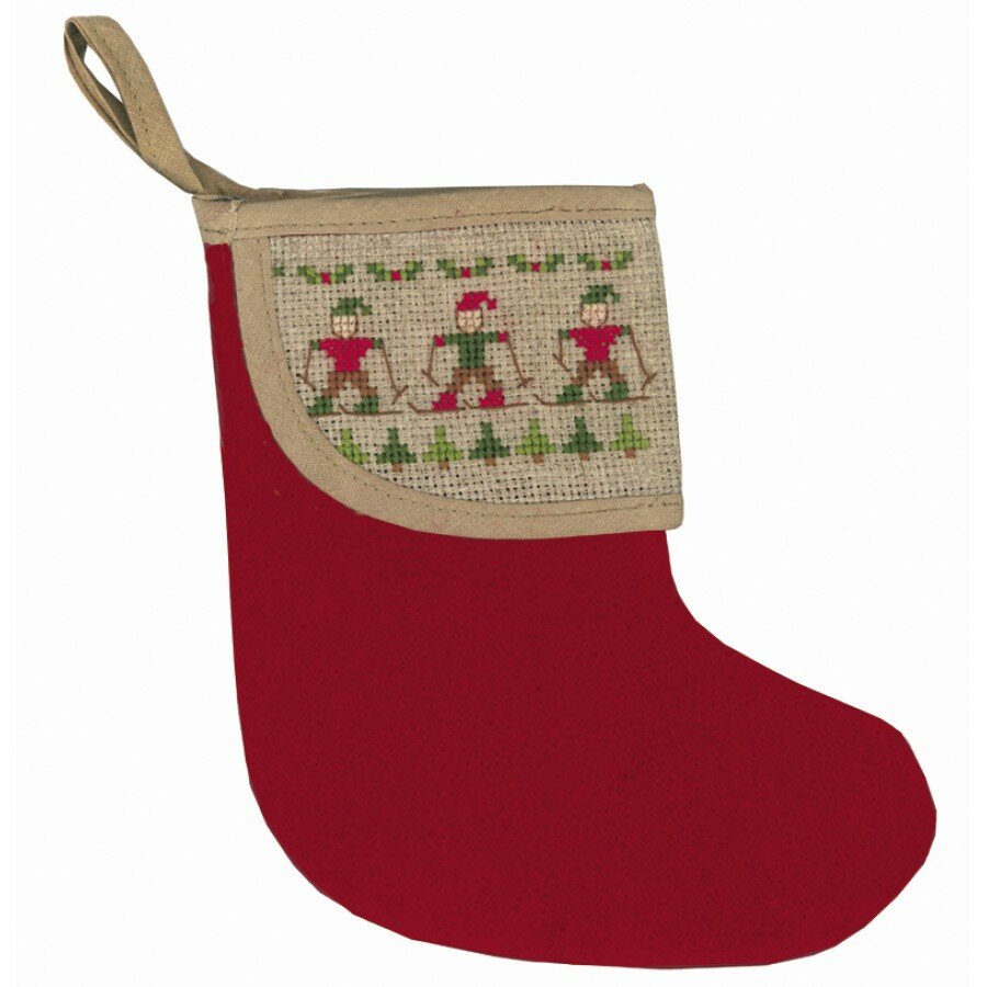 Набор для вышивания сапожка для подарков SKIEURS (Лыжники)
