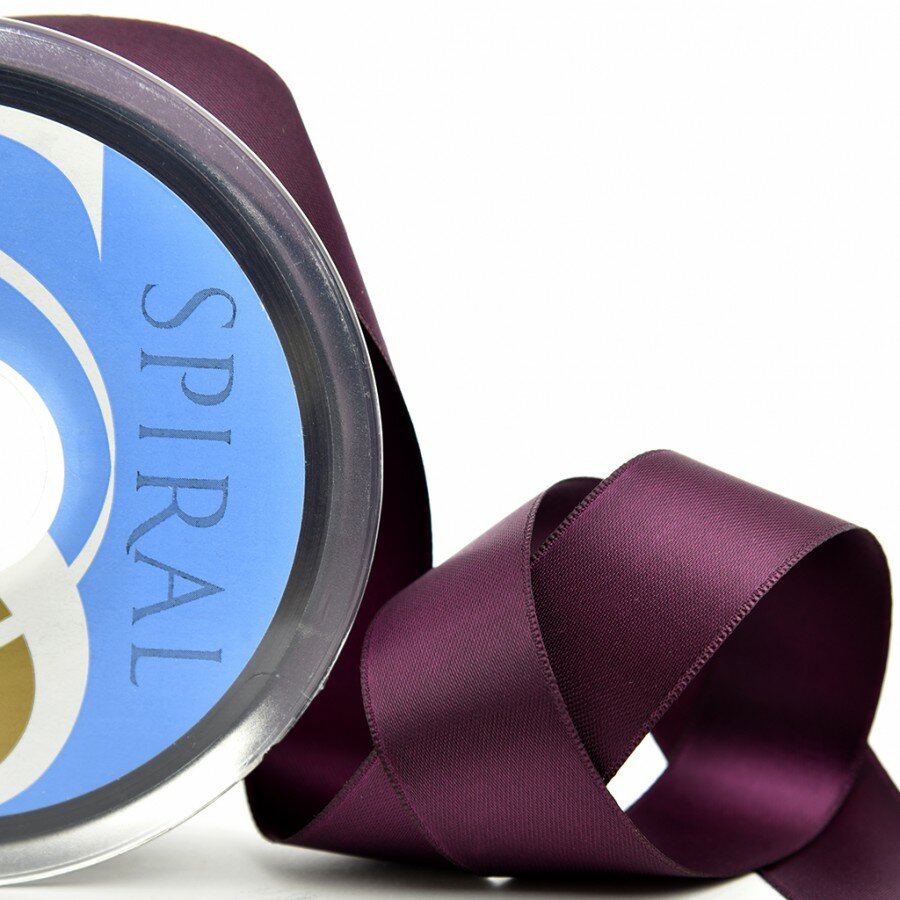 Лента атласная двусторонняя SAFISA, 11 мм, 25 м, цвет 58, спелая вишня