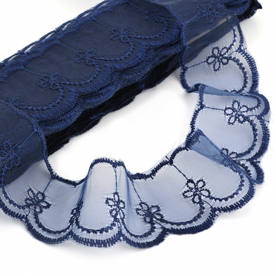 Кружево капрон KRUZHEVO TBS. D2026S шир.40мм цв.03 т. синий уп.13,7м