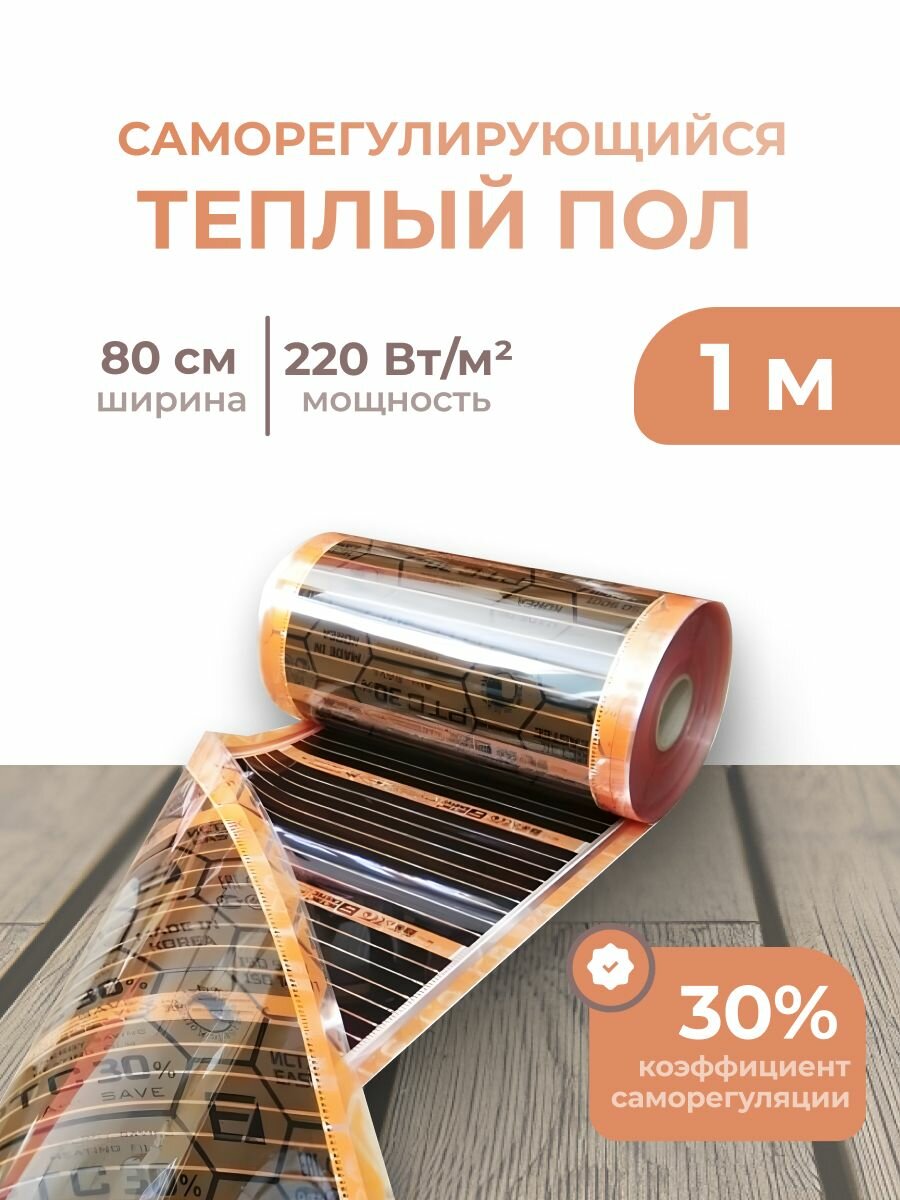 Саморегулирующаяся инфракрасная плёнка 0,8 м. кв. ширина 80см