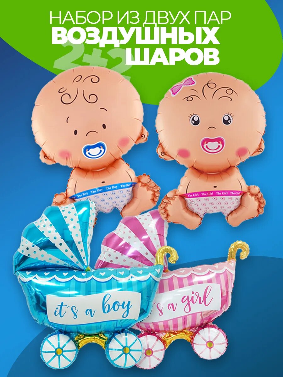Шары для фотозоны гендер пати фольгированные мальчик девочка