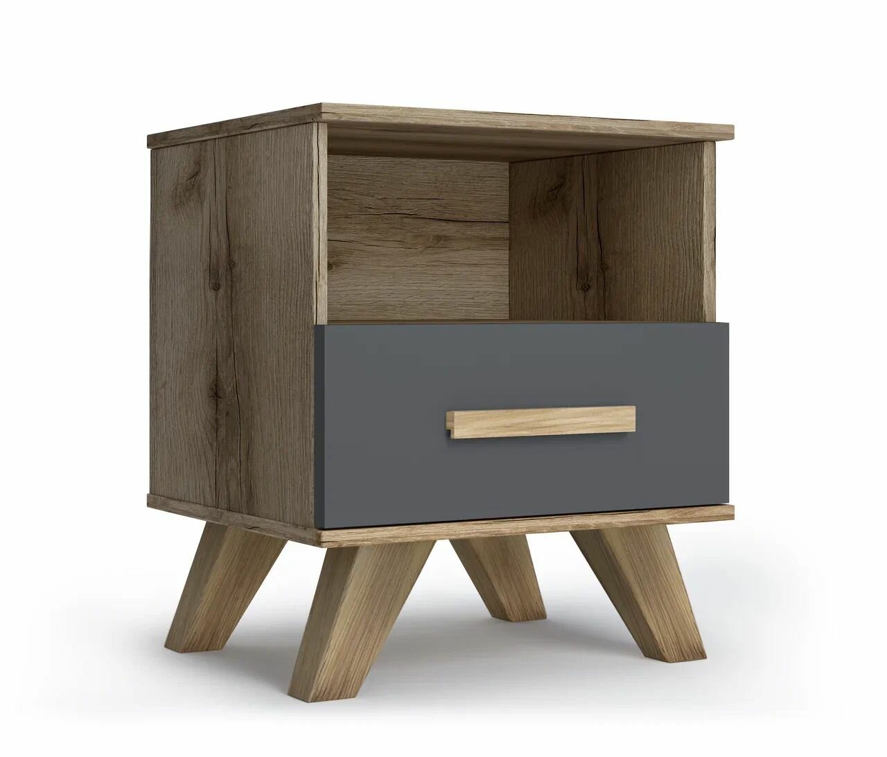 Тумба прикроватная с ящиком 45х40,4х53,6 серая Вега Скандинавия Кураж