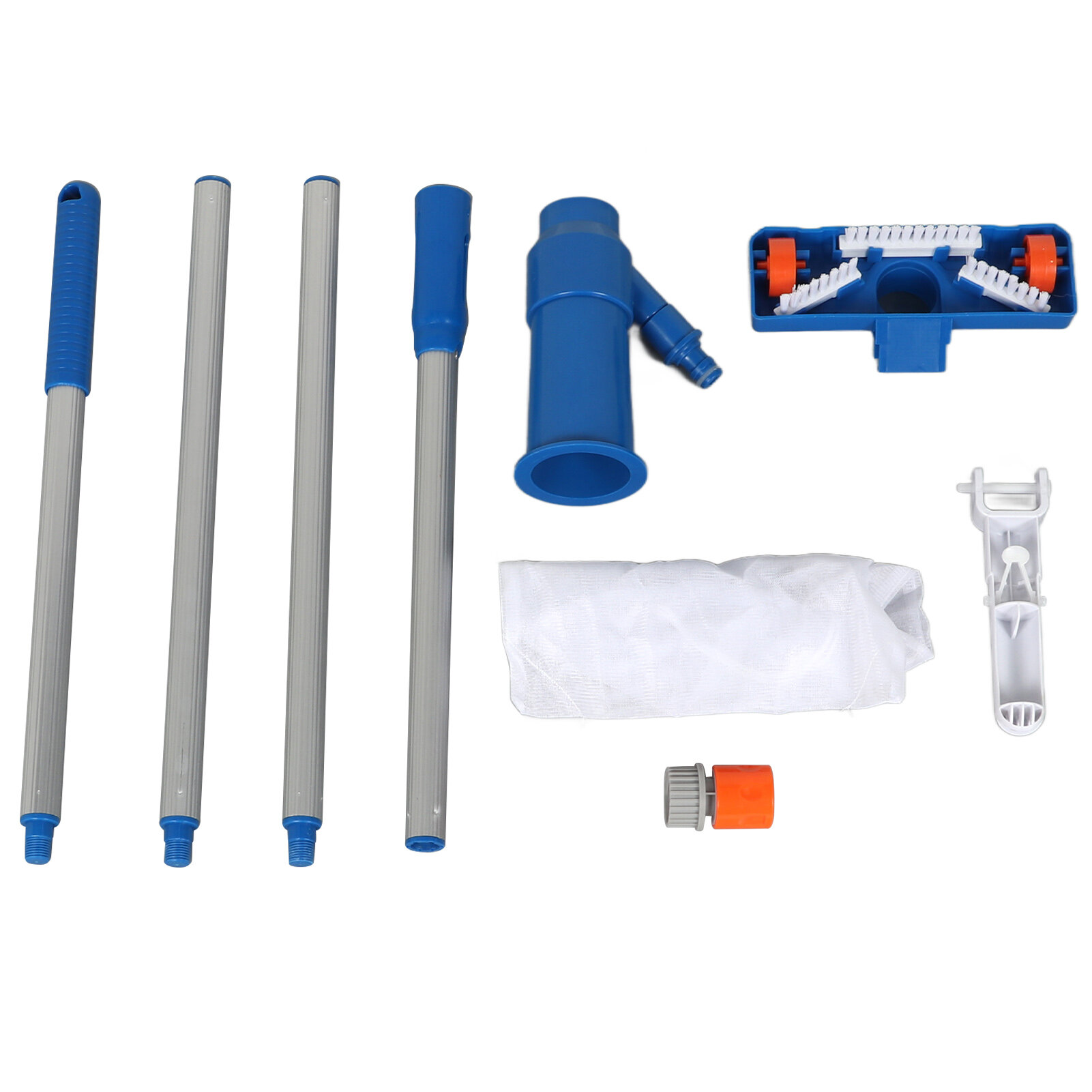 Портативный пылесос для бассейна с 4-секционными опорами, набор для подводного чистки для гидромассажной ванны, пруда, фонтана, вилка стандарта США