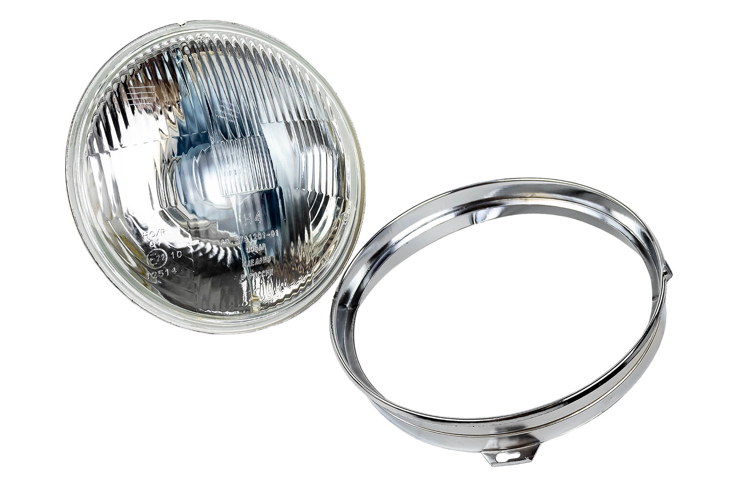 Белая фара (стекло+отражатель) с хромированным ободком на Лада Нива 4х4, Нива Легенд