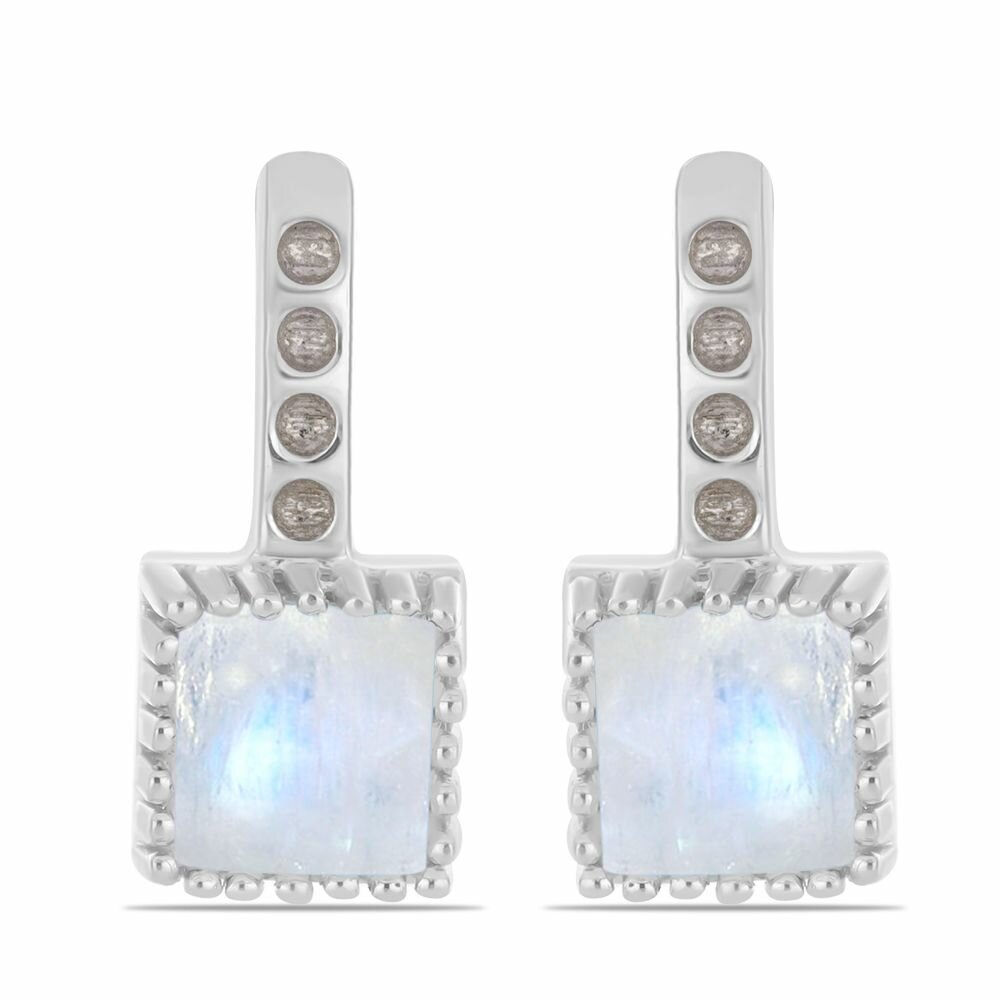 Серьги, серебро, 925 проба, родирование, лунный камень