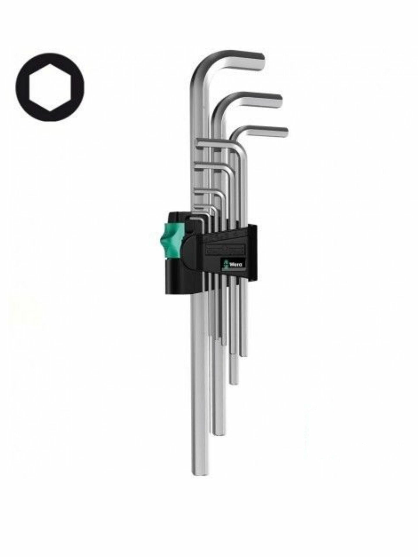 Набор г-образных ключей, метрических, хромированных WERA 950 L/9 SM N