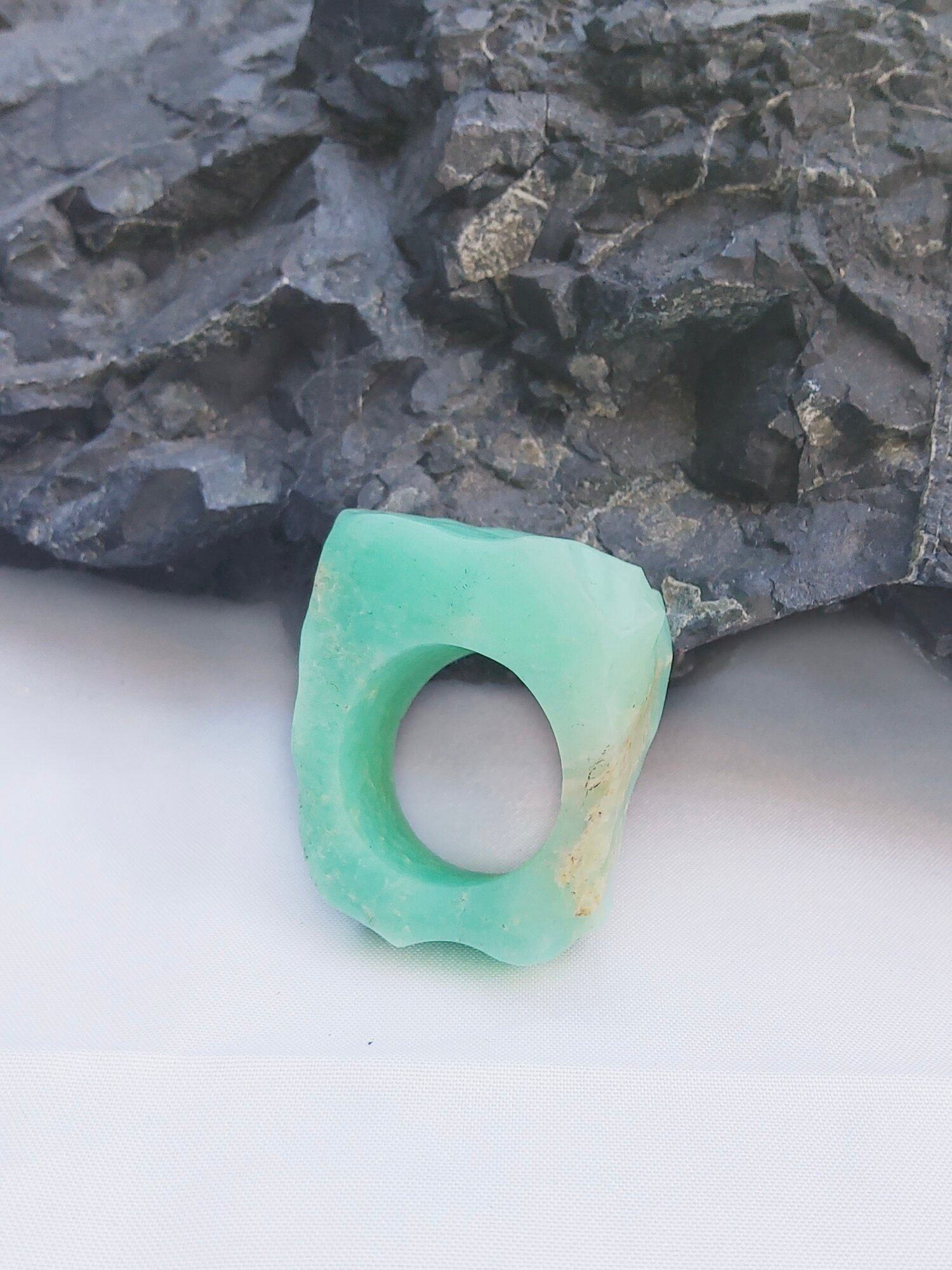 Кольцо, хризопраз