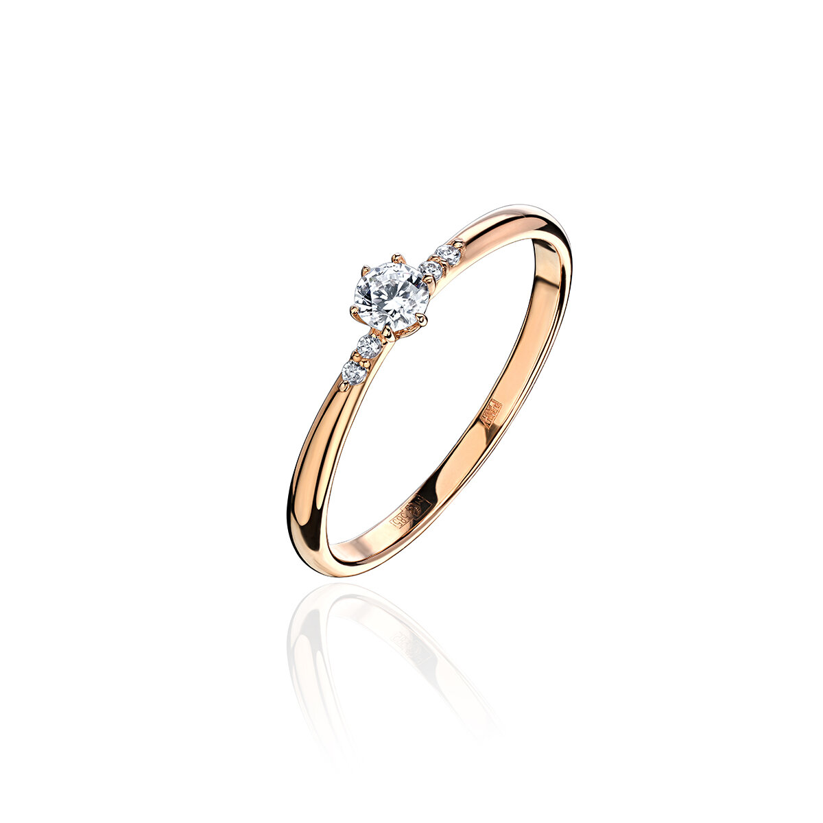 Кольцо, красное золото, 585 проба, бриллиант