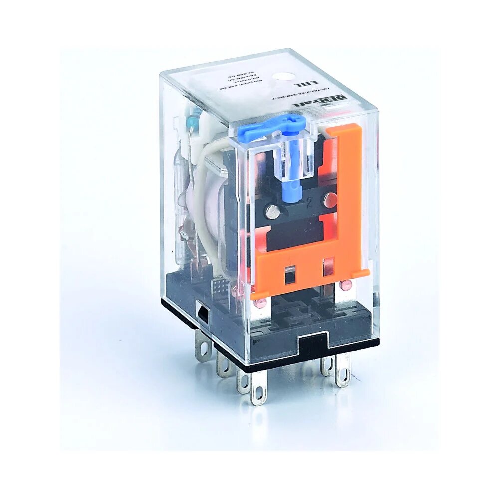 DEKraft Промежуточное реле 2 конт. с LED инд. и TEST функ. 5А 220В DC ПР-102 23849DEK