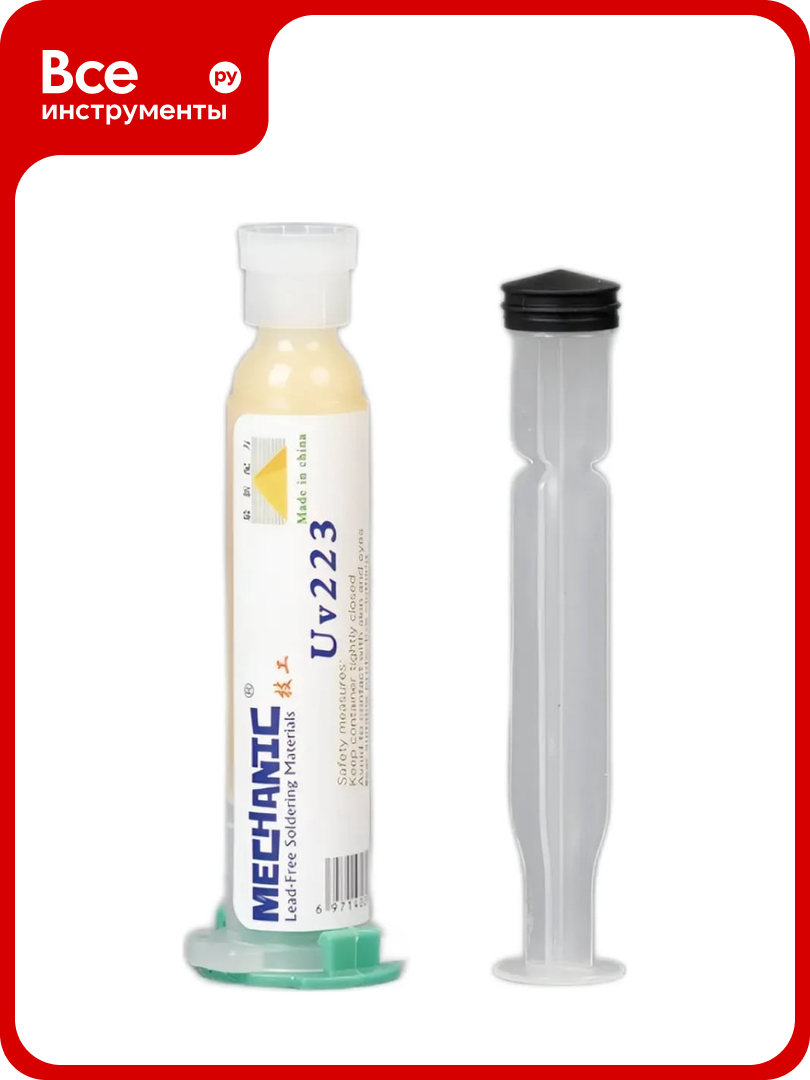 Флюс Mechanic 10 мл UV-223, металл, гелевый состав, совместим с медью, подходит для температурного пайки