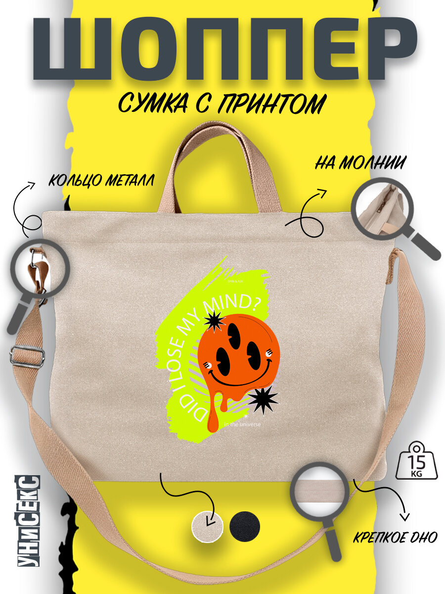 Сумка  шоппер y2k через плечо капля граффити