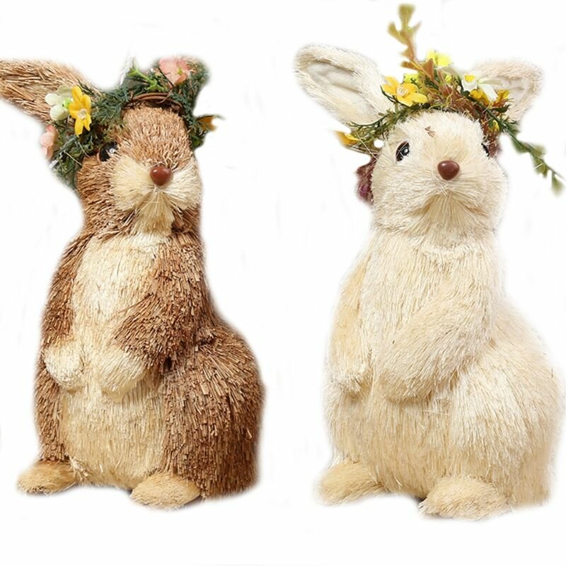 Пасхальные кролики из соломы