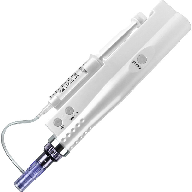 Мезотерапия Электрический мезороллер, Аппарат для фракционной мезотерапии, микронидлинга, мезороллер для лица с подачей сыворотки / раствора , белый DraMes мезопен Дермапен