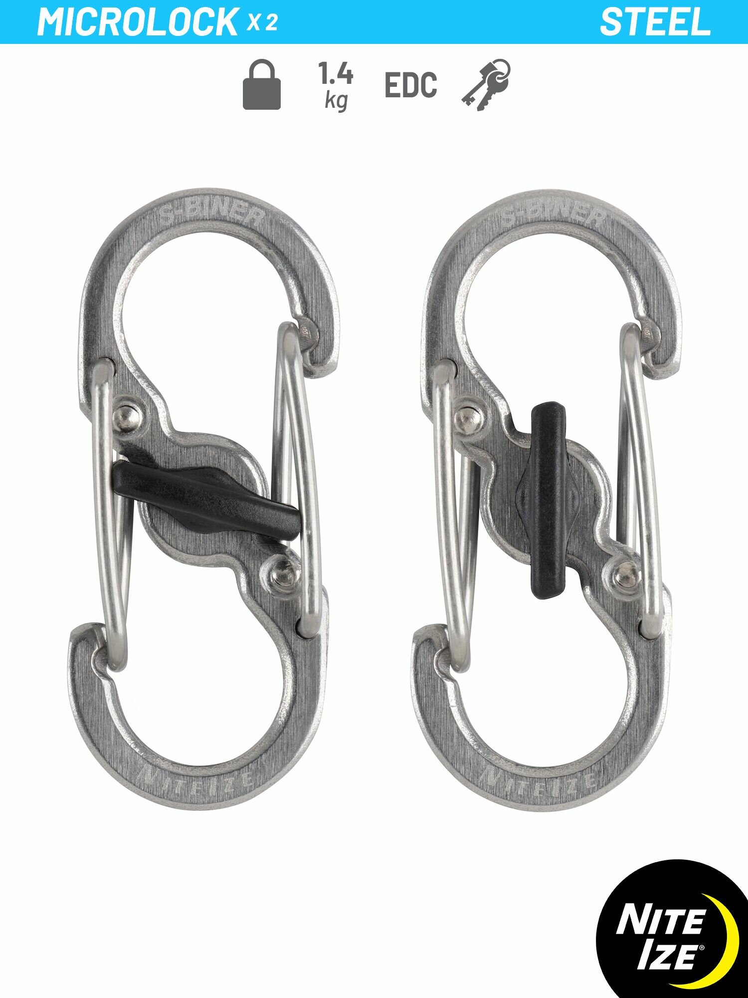 Карабин Nite Ize S-Biner MicroLock Stainless Steel - Стальной 2 шт