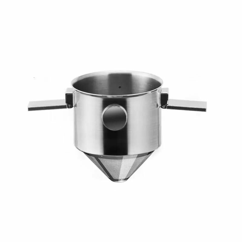 Нержавеющий конический дриппер для кофе без фильтра со складными держателями