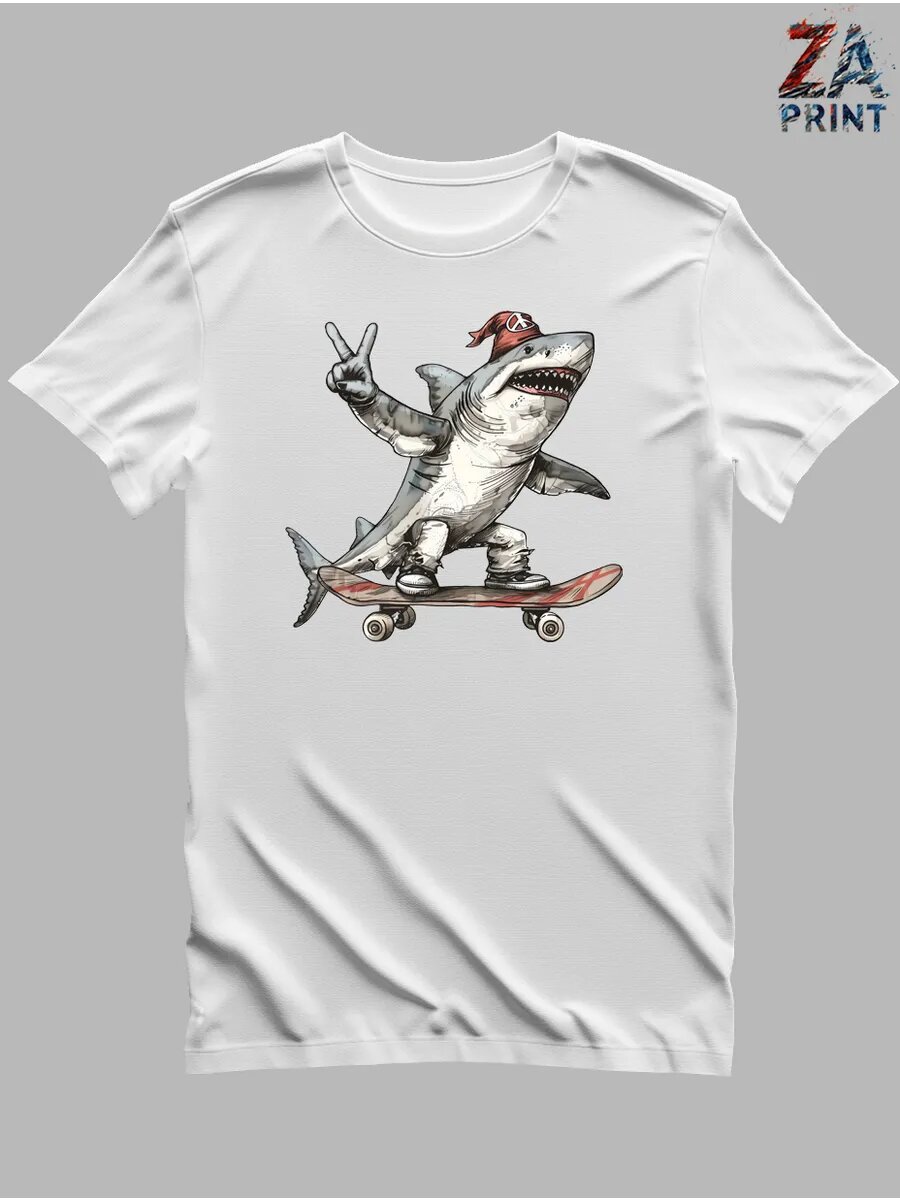 Футболка акула с кофе