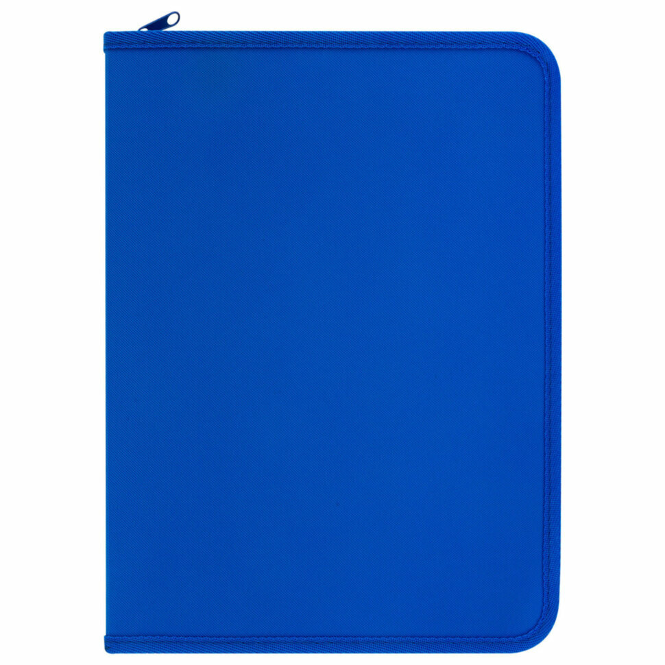 Папка объемная на молнии пластиковая на 4 кольцах, 35 мм, А4, BRAUBERG PIXEL, темно-синяя, 0,7 мм, 273080, 273080