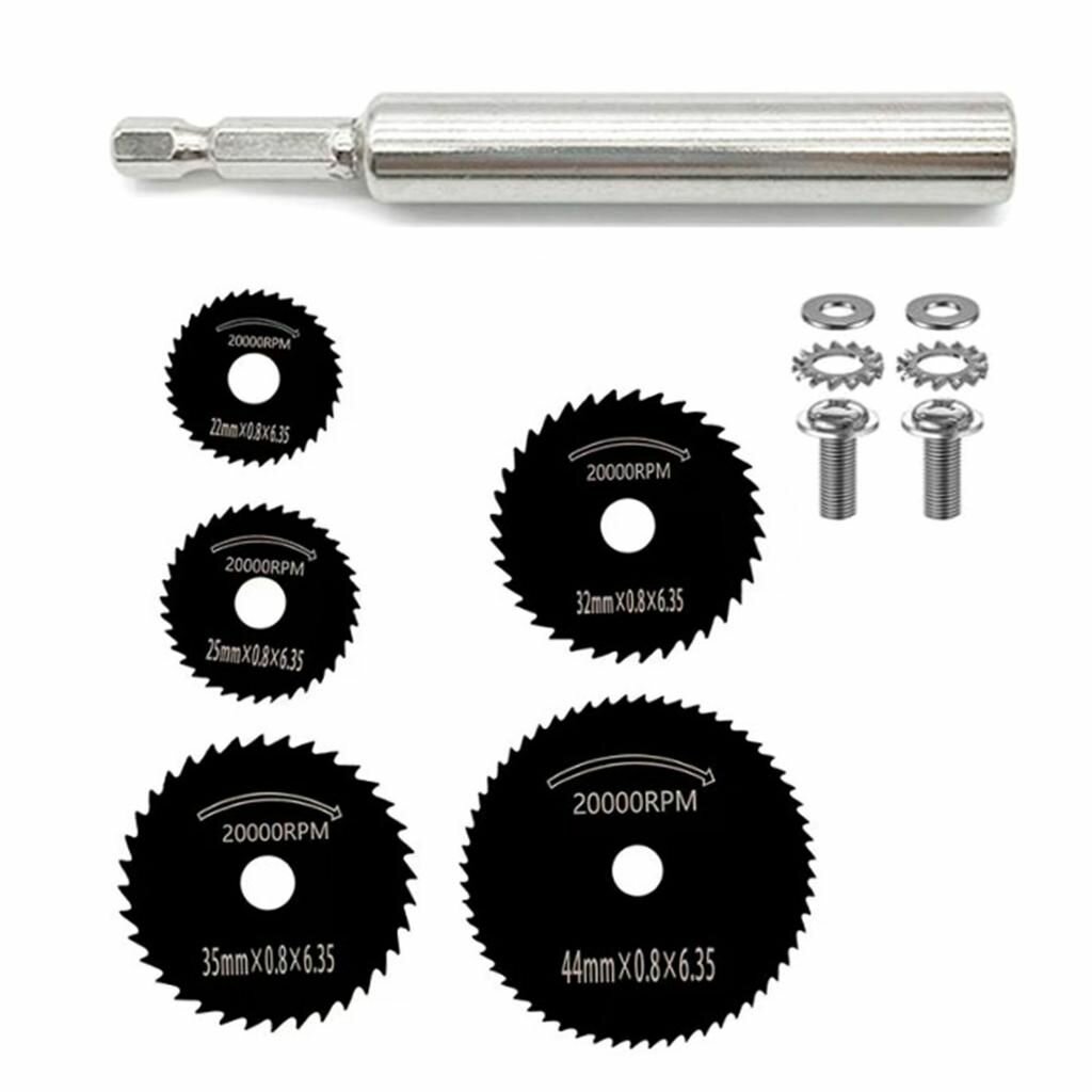 7 отрезных дисков из быстрорежущей стали для дерева, пластика и мягкого металла, Черный