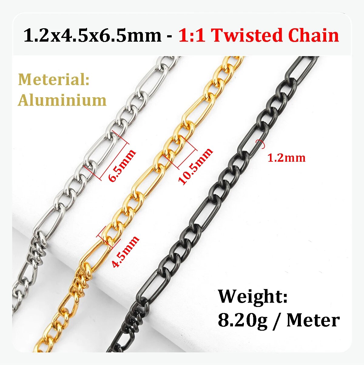 Витая цепочка V-REX, Silver Color, 1 м