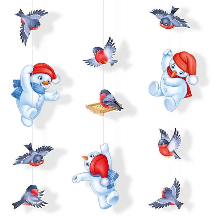 Гирлянда Снеговички и снегири 1,5-2м