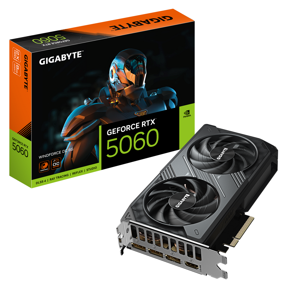 Видеокарта Gigabyte RTX5060 WINDFORCE OC уц-2 8GB GDDR7 128bit 3xDP HDMI 2FAN RTL