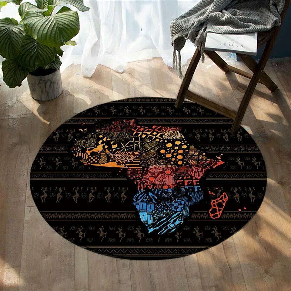 Круглый ковер BeddingOutlet с картой мира 100% полиэстер, 1, Diameter 120cm