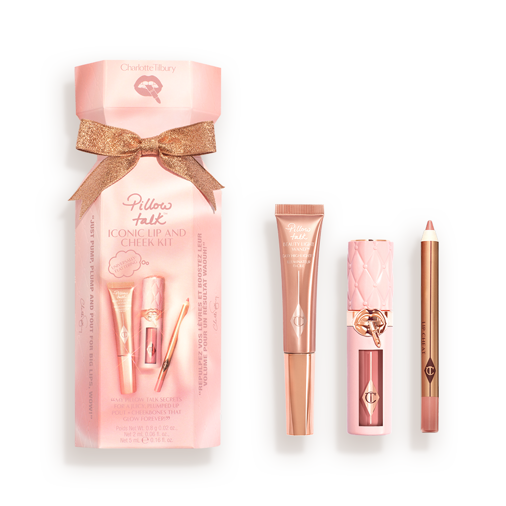 Набор косметики Charlotte Tilbury Pillow Talk Iconic Lip and Cheek Kit (карандаш, блеск, хайлайтер)