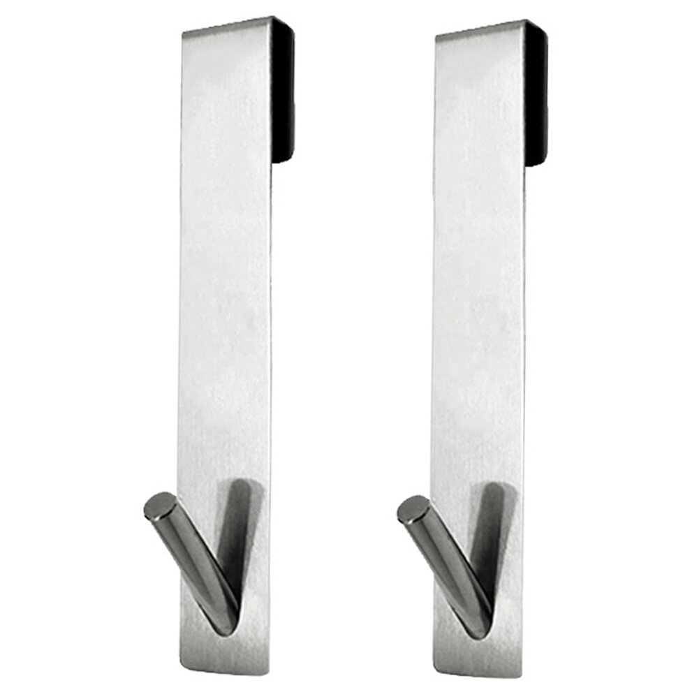 2PCS Крючки для стеклянных душевых дверей из нержавеющей стали, не скользящие, без сверления, для полотенец, душевых экранов, ванной комнаты, размер 17.8*3cm, серебристый цвет