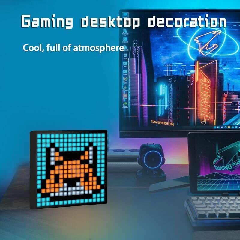 Светодиодный пиксельный дисплей, программируемый светодиодный экран 16x16 с управлением через приложение, для украшения дома, деловой рекламы