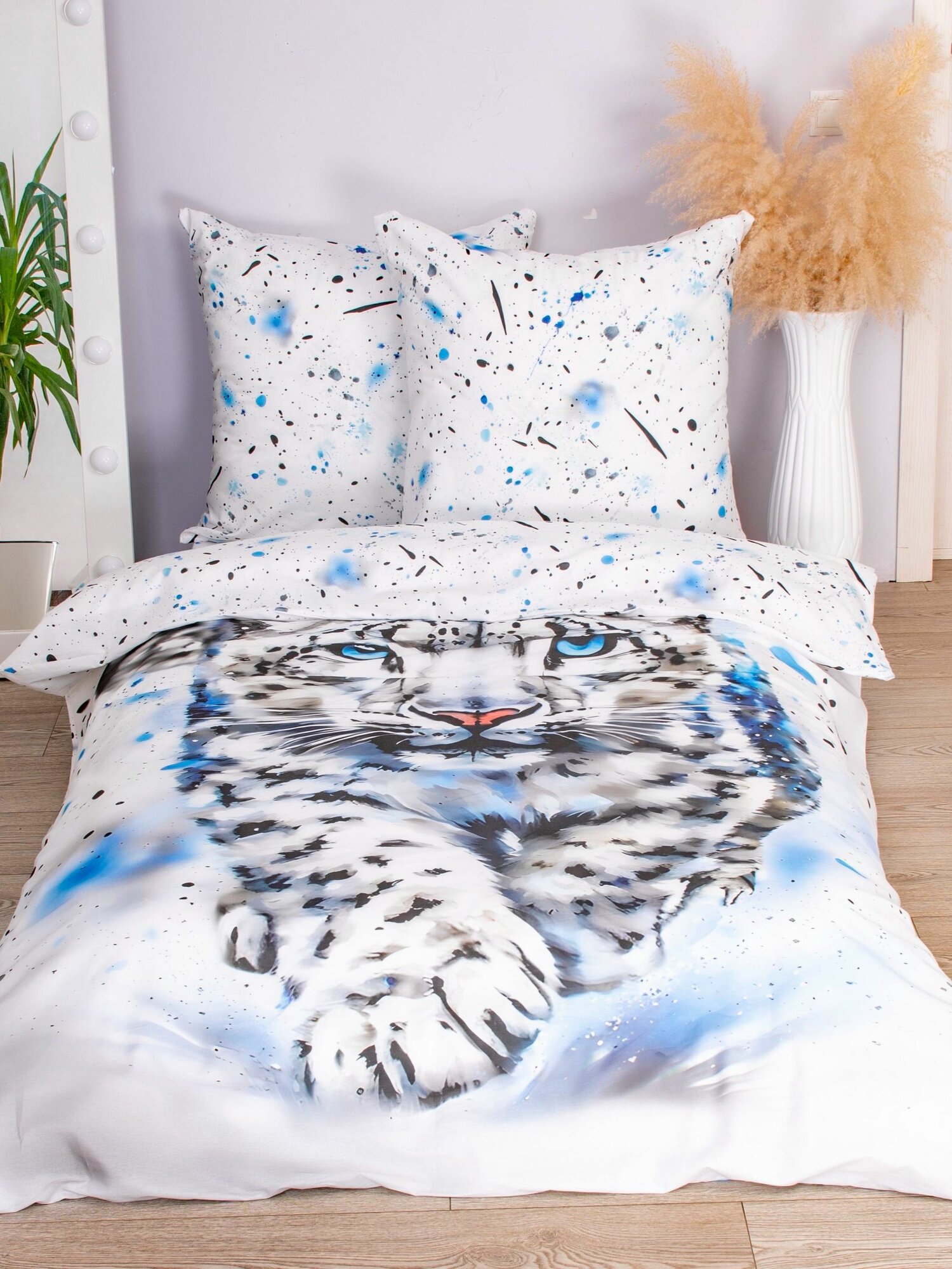 Комплект постельного белья Аlice Textile (купонный) - "Снежный Барс": Семейный, нав. 70х70, (поплин, 100% хлопок)