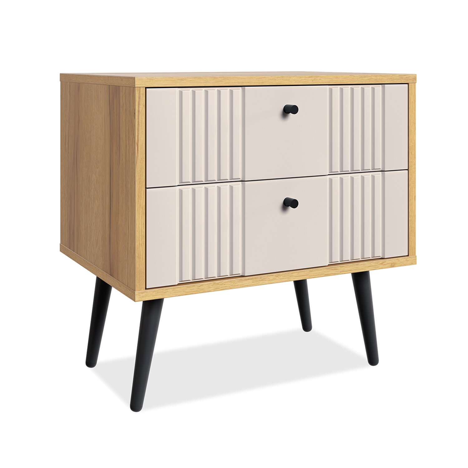 Тумба прикроватная на ножках, с ящиками Вега Саксония, скандинавский стиль