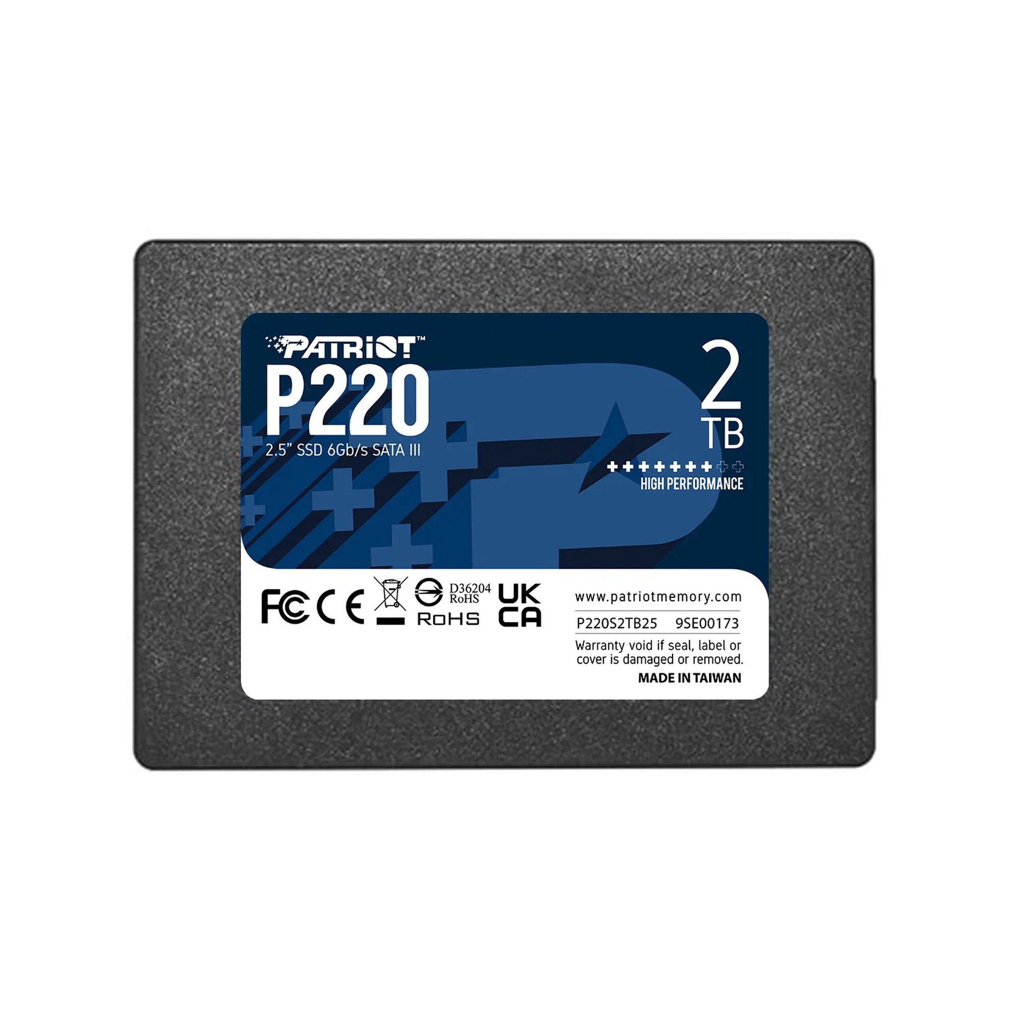 Твердотельный накопитель Patriot P220 2048ГБ, 2.5", SATA III, SATA P220S2TB25