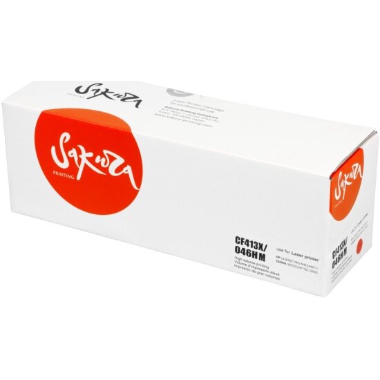 Картридж Sakura Printing Sakura CF413X/046HM для HP, Canon LJ M452nw/M452dn/M477fnw/M477fdw/M477fdn/M377dw/iSENSYSLBP653Cdw/LBP654Cx/MF732Cdw/MF734Cdw/MF735Cx, пурпурный, 5000 к.